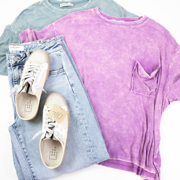 Mackenzie Ribbed Pocket Front Top, Blue Violet – North & Main Clothing ...