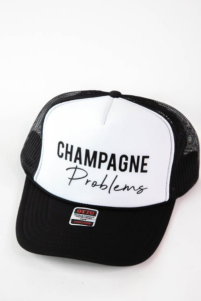 Champagne Problems Foam Trucker Hat, Black/White – North & Main ...