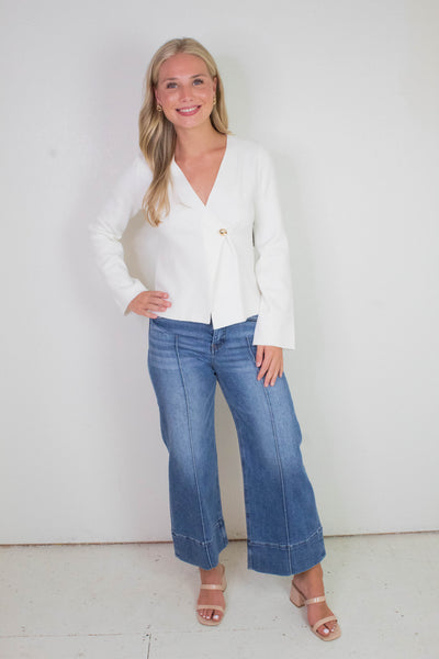 Guerline V-Neck Cardigan, Winter White | RD Style – North & Main ...